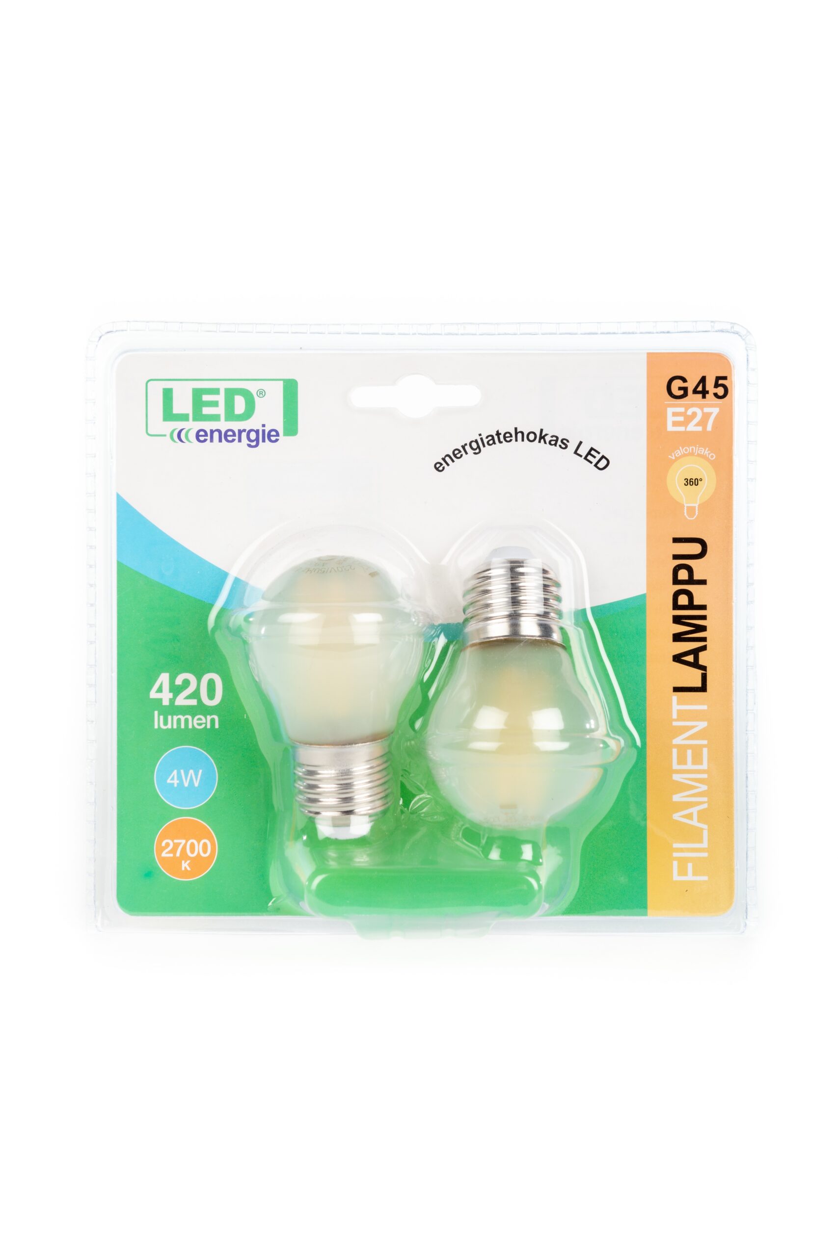 LED filament E27 4W 420lm 2tk